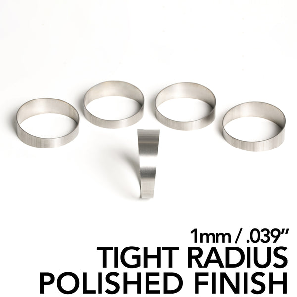 Titanium Pie Cut (POLISHED) - Tight Radius - 1mm/.039" - 5 Pack (45° T ...