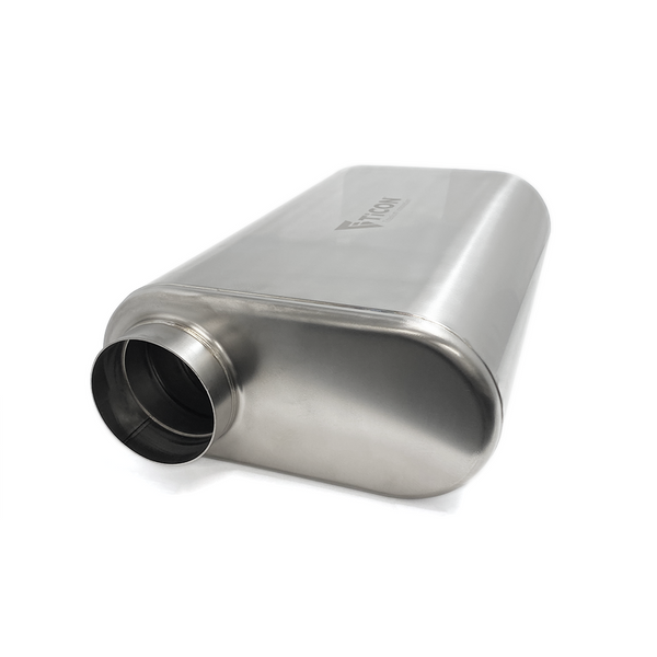 3" Titanium Low Profile Oval Muffler 17" OAL (Offset/Offset) – Ticon ...